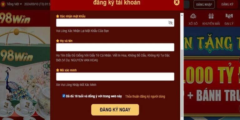 Đăng Nhập 98Win Nhanh Gọn Dễ Dàng Trong Vòng 1 Nốt Nhạc